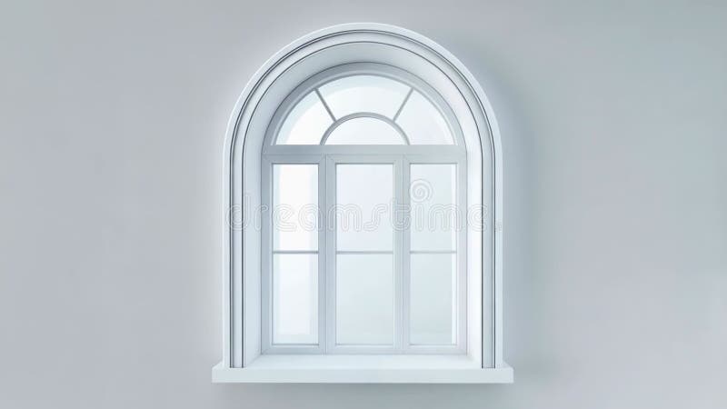 Elegant Arched Window Design with White Frame and Clear Glass, Set ...