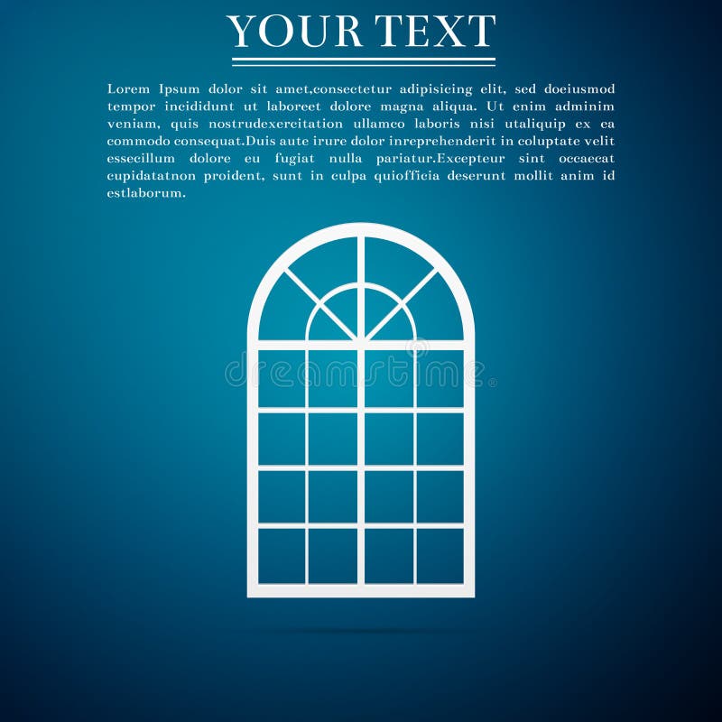 Arched Window Icon Isolated on Blue Background. Flat Design Stock ...