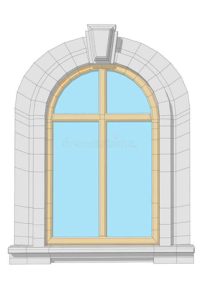 Arched window, stone stock vector. Illustration of fort - 8038918