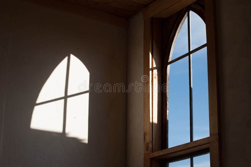 Arched Window and Its Reflection on the Interior of an Old Building ...