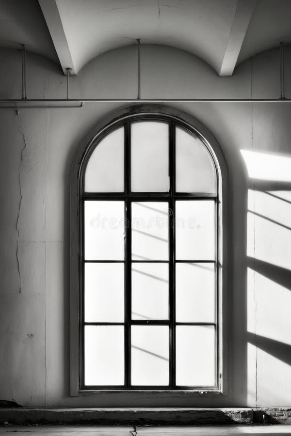 Arched Window Light Shining on a Concrete Wall in an Industrial ...