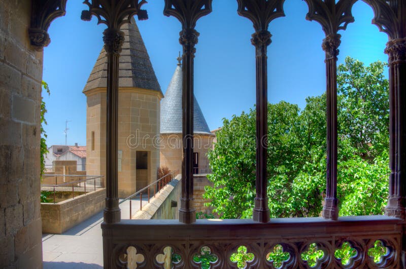 Arched Window at the Royal Palace of Olite in Spain Stock Photo - Image ...