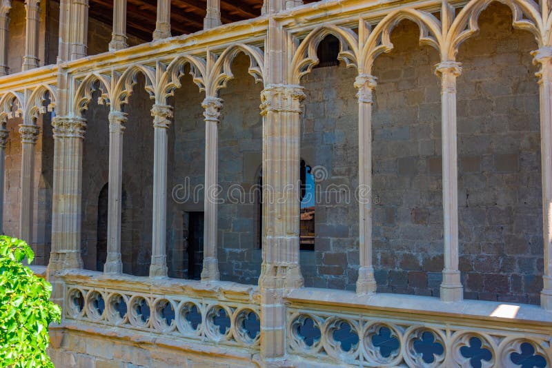Arched Window at the Royal Palace of Olite in Spain Stock Image - Image ...