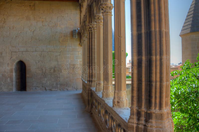 Arched Window at the Royal Palace of Olite in Spain Stock Image - Image ...