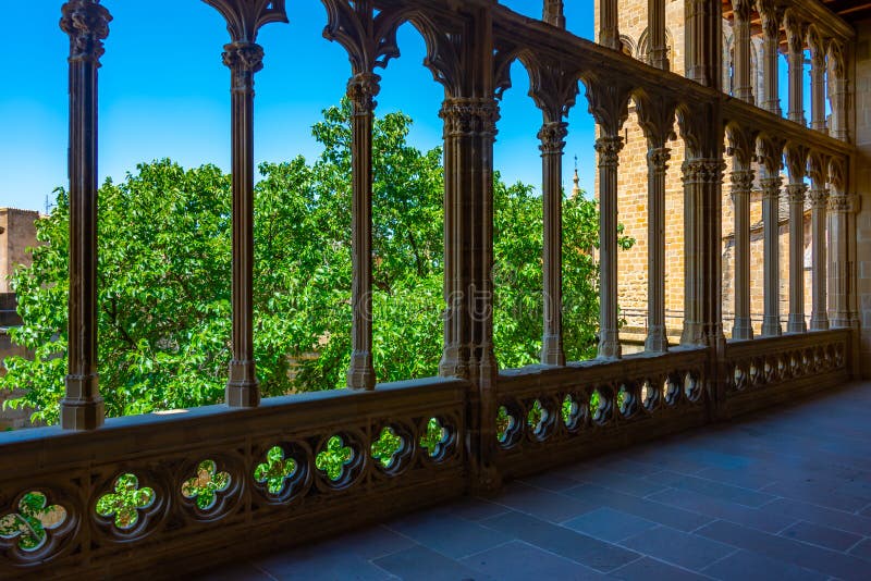 Arched Window at the Royal Palace of Olite in Spain Stock Photo - Image ...