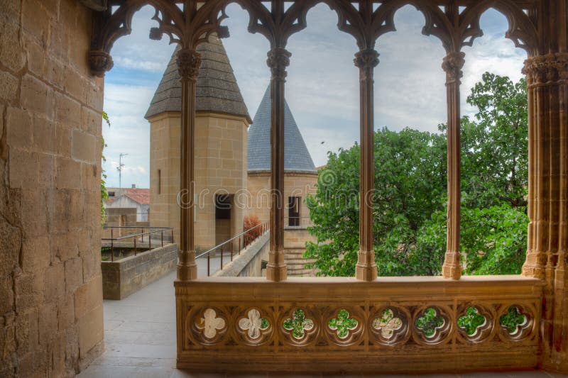 Arched Window at the Royal Palace of Olite in Spain Stock Photo - Image ...
