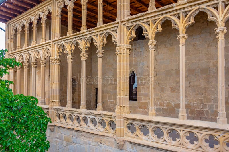 Arched Window at the Royal Palace of Olite in Spain Stock Image - Image ...