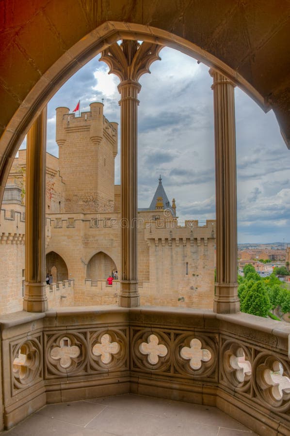 Arched Window at the Royal Palace of Olite in Spain Editorial Image ...
