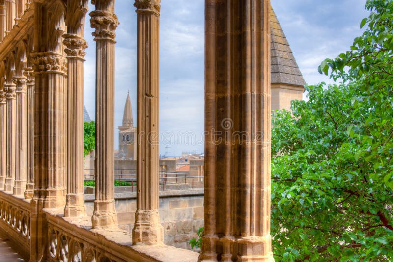 Arched Window at the Royal Palace of Olite in Spain Stock Image - Image ...