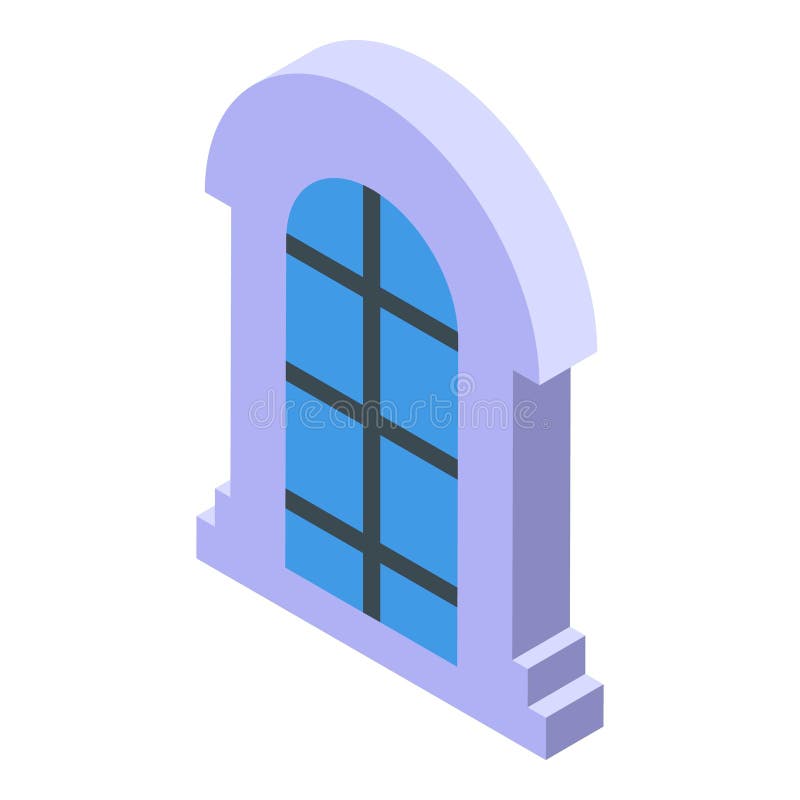 Arched Window Showing Blue Sky in Isometric View Stock Vector ...