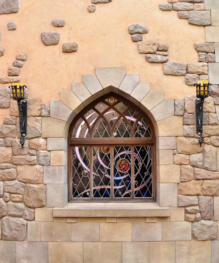 Window on a stone building stock image. Image of style - 4762915