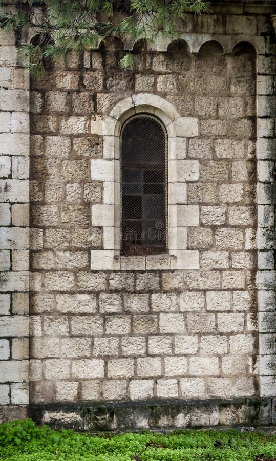 Arched Window in the Stone Wall, Jerusalem Stock Image - Image of ...
