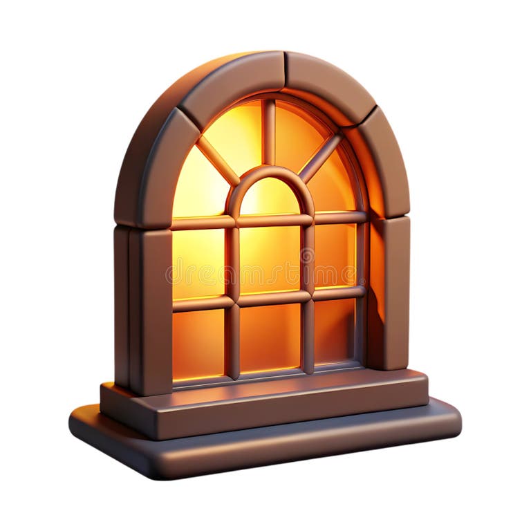 Arched Window with Warm Light Isolated on Transparent Background Stock ...