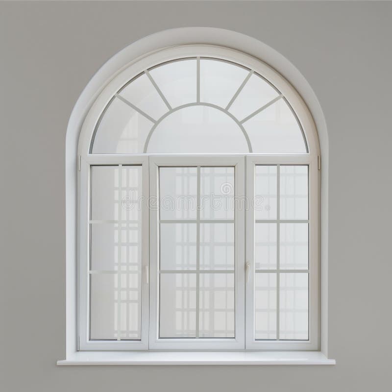 Arched Window with a White Frame Set in a Light Grey Wall Featuring ...