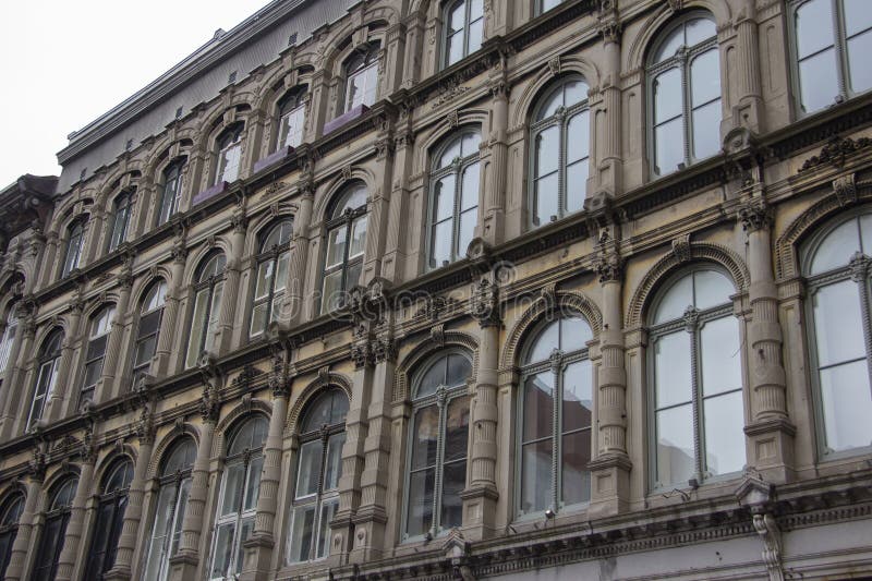 Exterior of an Old Office Building in Old Montreal Stock Image - Image ...