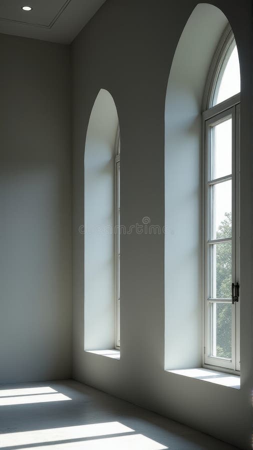 Arched Windows in a Modern Interior Stock Illustration - Illustration ...