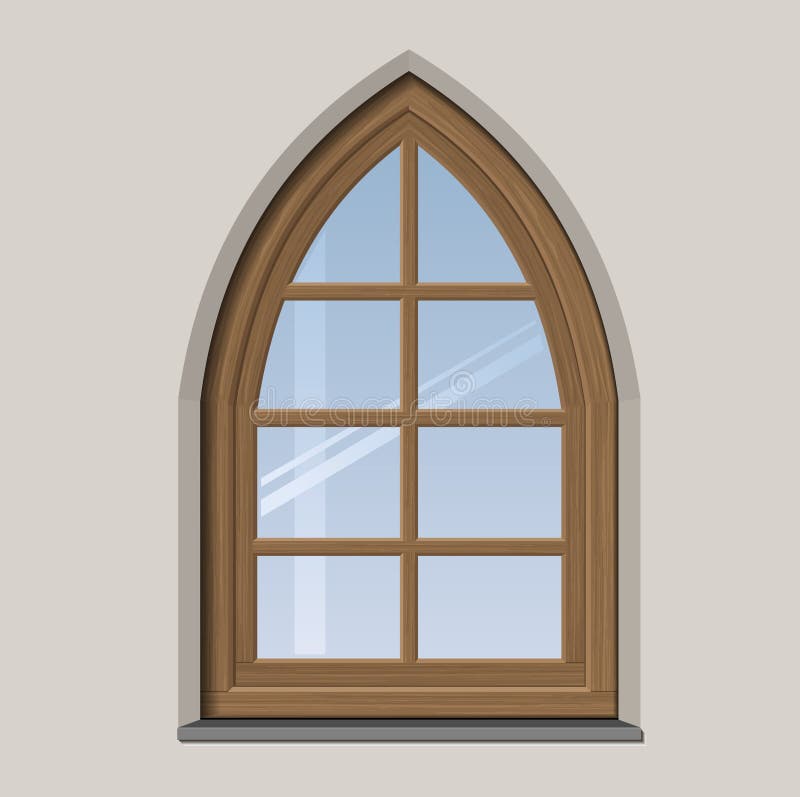 Wooden arched window stock illustration. Illustration of classic ...