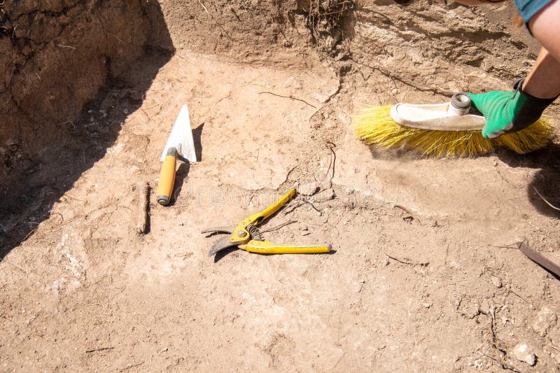 Archeologist Tools Working in an Archeological Dig Stock Photo - Image ...
