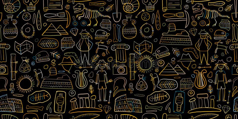 Archeology Ancient History. Seamless Pattern Background for Your Design ...