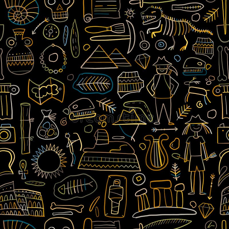 Archeology Ancient History. Seamless Pattern Background for Your Design ...