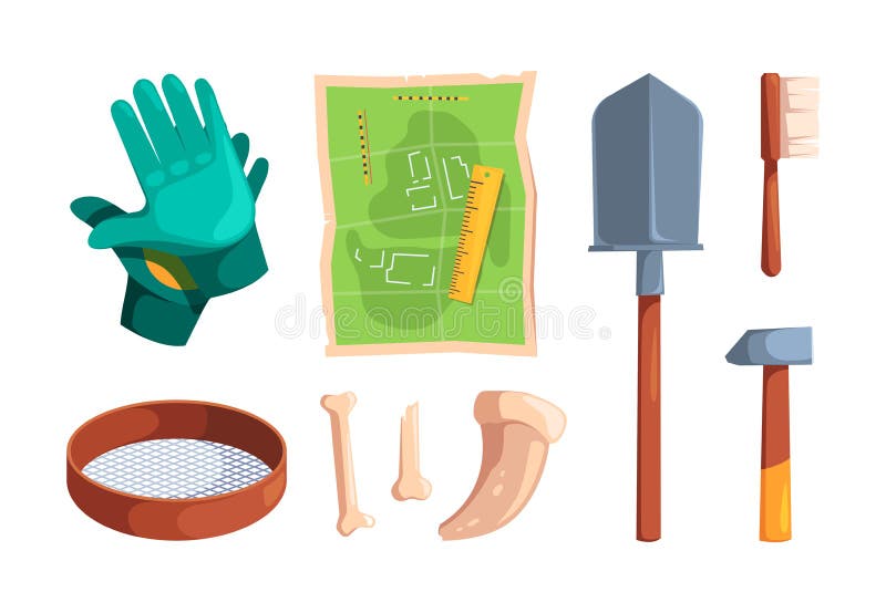 Archeology Tools. Digging Items Archiological Equipment for Ancient ...