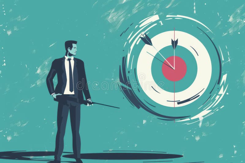 Archer in Action Aiming Bow and Arrow at Distant Target Stock ...