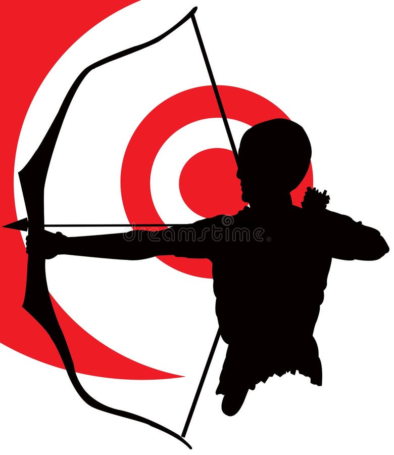 Archer against a bulls eye stock illustration. Illustration of ...