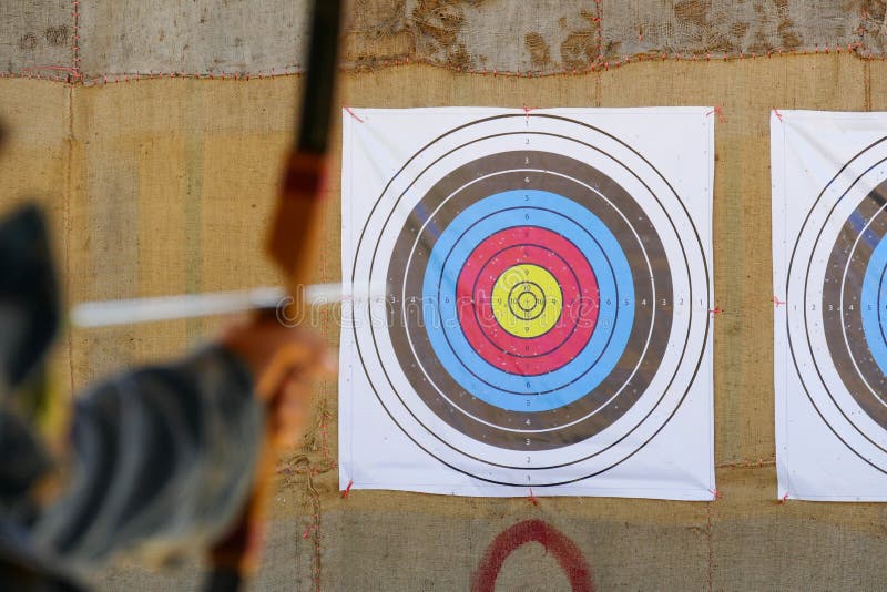 Archer is Aiming the Archery at the Target Stock Photo - Image of ...