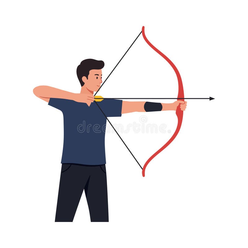 Archer Aiming with a Bow in a Flat Design Style Vector Illustration ...