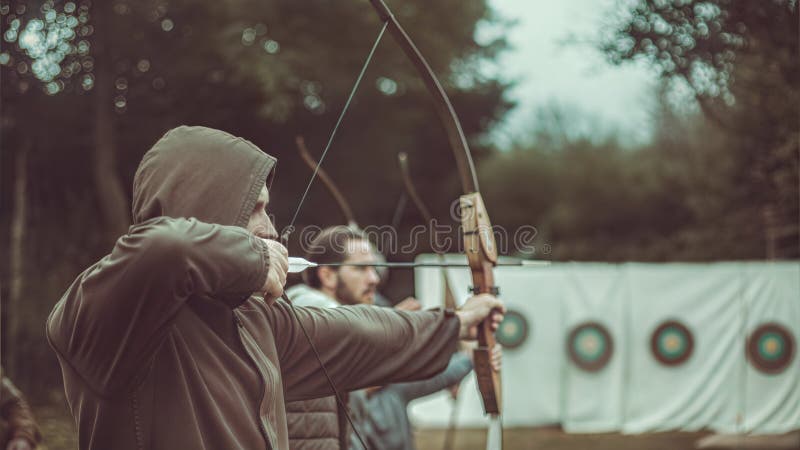 Archer aiming at target stock illustration. Illustration of equipment ...