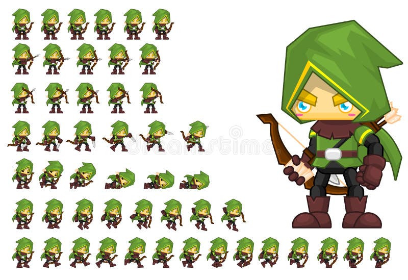 Archer Animado Character Sprites Ilustración del Vector - Ilustración ...