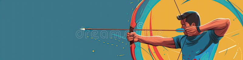 Archer Athlete is Aiming at the Target Stock Illustration ...