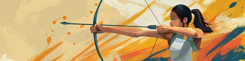 Archer Athlete is Aiming at the Target Stock Illustration ...
