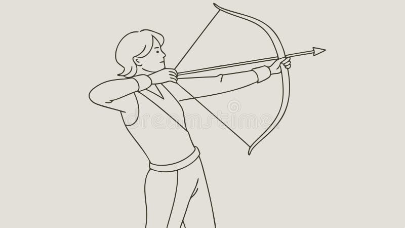 Archer with Bow and Arrow Vector, Focus, Aim Determination Art, Vector ...