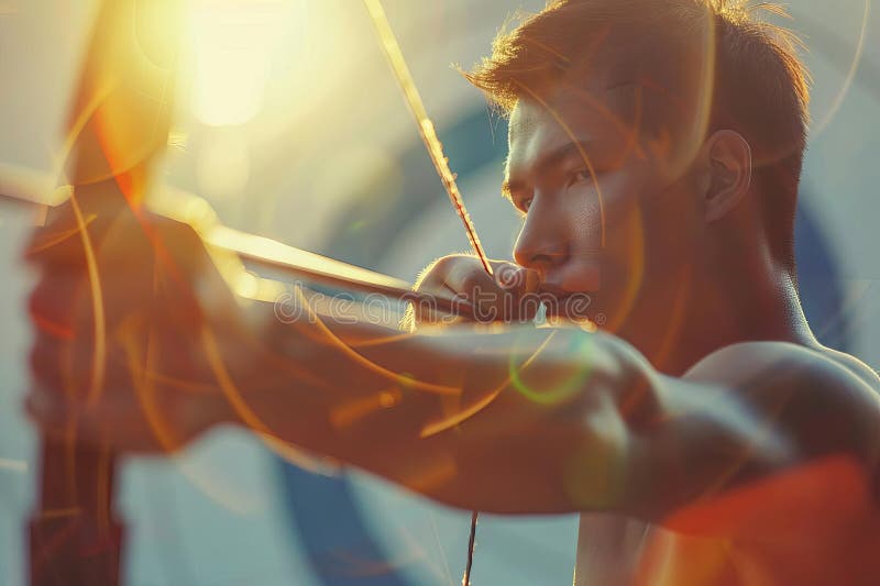 Archer Drawing the Bow Concept of Focus and Precision Close Up Olympic ...