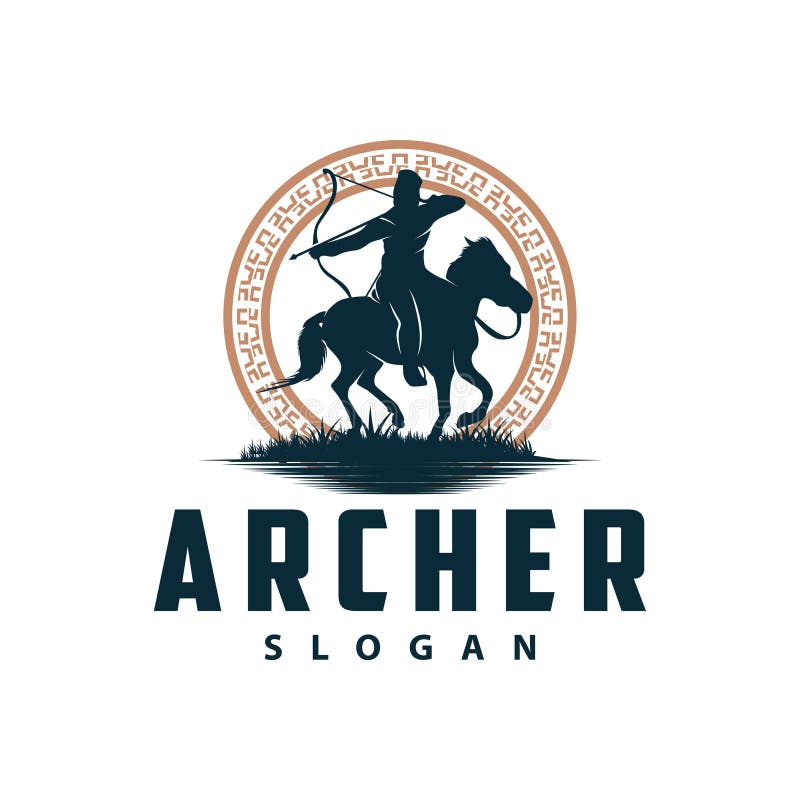 Archer Logo Vector Silhouette Warrior Archery Simple Design Bow and ...