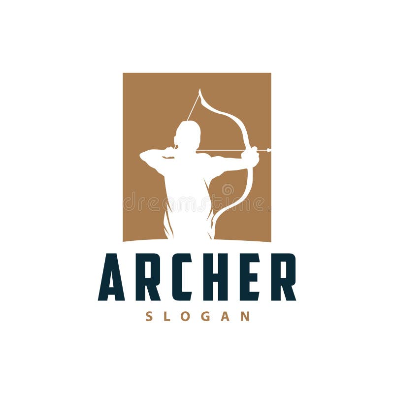 Archer Logo Vector Silhouette Warrior Archery Simple Design Bow and ...