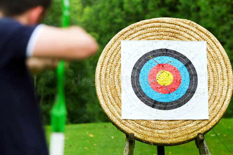 Archer Taking Aim at Target Stock Image - Image of caucasian, bolts ...