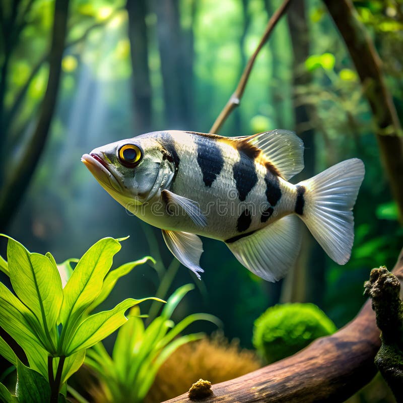 Archerfish Fish Runs Forest Stock Illustration - Illustration of sign ...