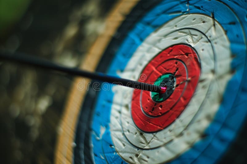 Archery Arrow in Bulls Eye Target Close Up. Generative AI Stock Image ...