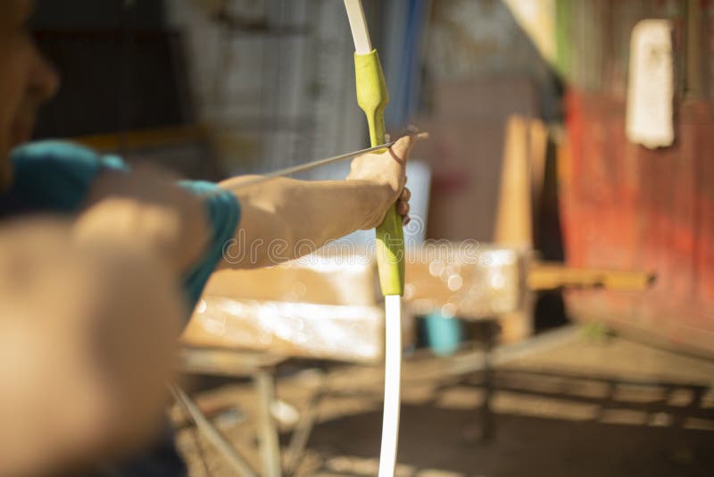 Archery. Arrow fired stock photo. Image of dusk, balance - 247562210
