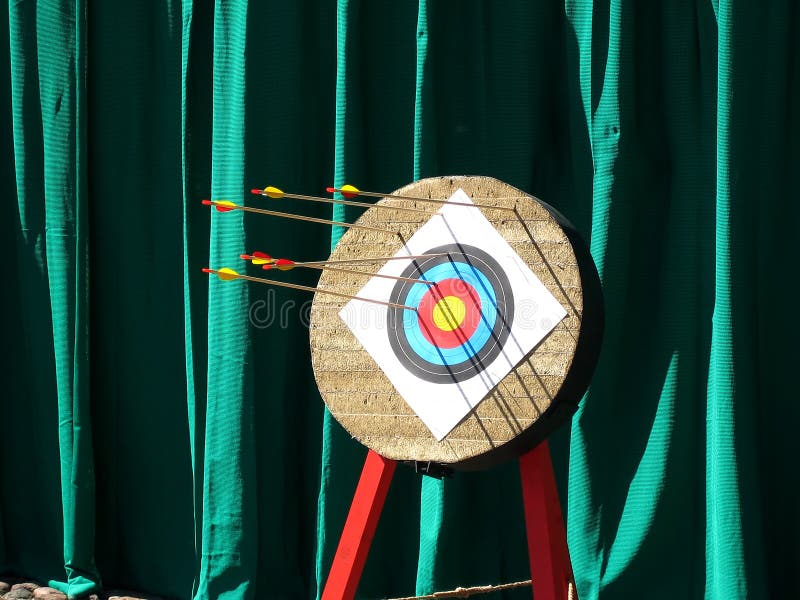Archery Arrows in Target stock image. Image of accuracy - 900013