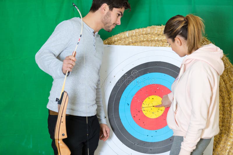 Archery Athletes Aiming at Target Stock Image - Image of couple, shot ...