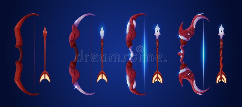 Archery Bow with Arrow for Game Ui Level Rank Stock Vector ...