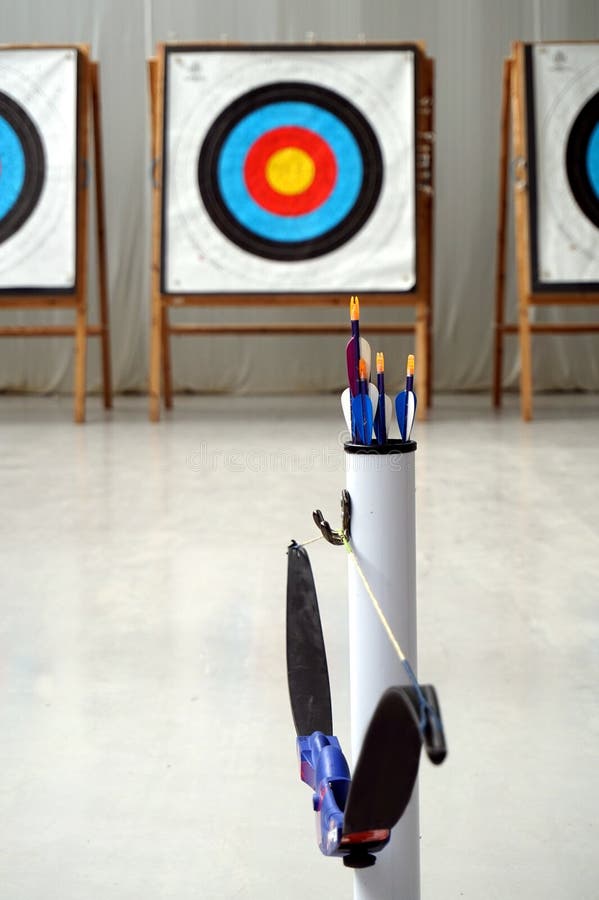 Archery Bow, Arrows and Targets Stock Photo - Image of center, sports ...