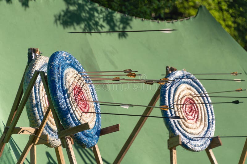 Archery Competition: Arrows Hitting Targets on a Sunny Day Stock Image ...