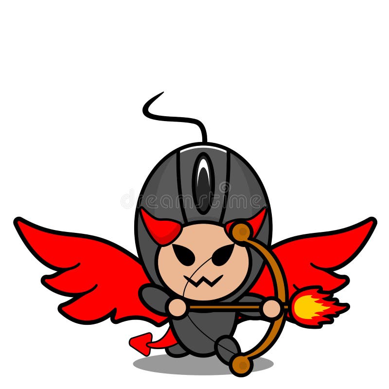 Archery Devil Computer Mouse Mascot Costume Stock Vector - Illustration ...