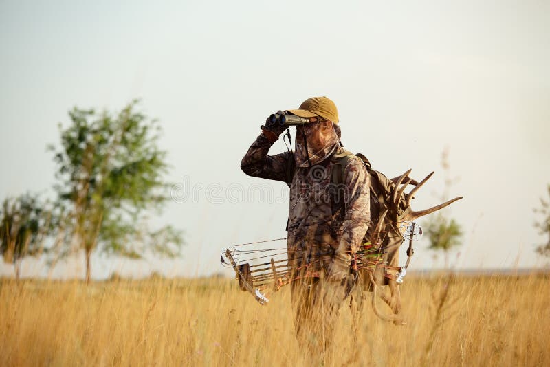 Archery Hunter Scouting for His Next Target. Stock Photo - Image of ...
