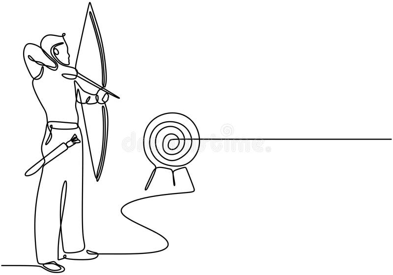 Archery Player in Continuous Line Drawing. Focus and Skill in Archery ...