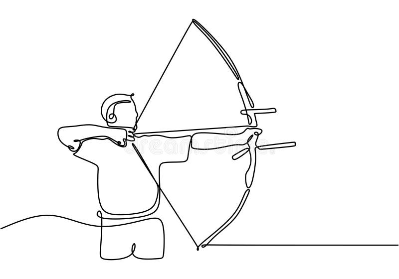 Archery Player in Continuous Line Drawing. Precision and Concentration ...